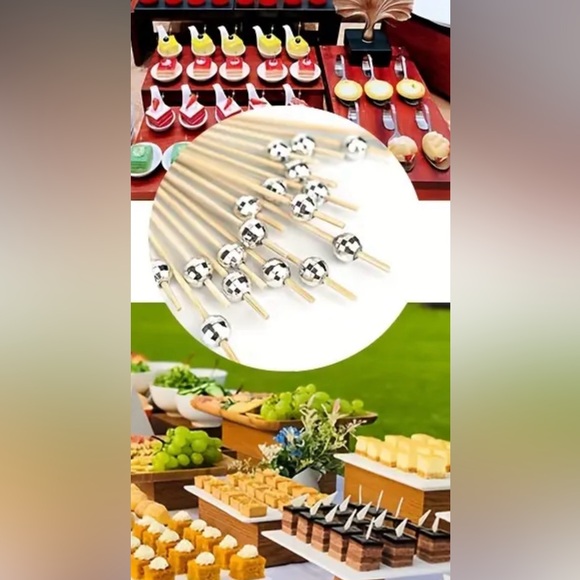 Party Supplies | Silver Disco Sparkle 47 Inch Bamboo Stickskewer10 Pcs ...